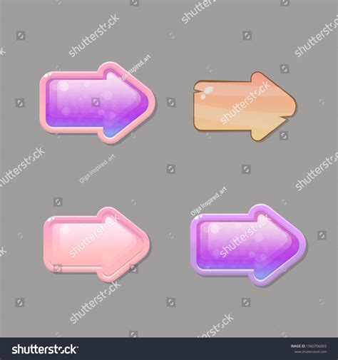 Game Ui Buttons Set Arrows Colorful Stock Vector Royalty Free 1960706065 Shutterstock