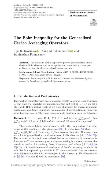 The Bohr Inequality For The Generalized Cesáro Averaging Operators Request Pdf