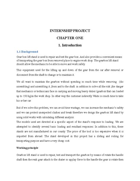 Internship Project Desgn Internship Project Chapter One 1