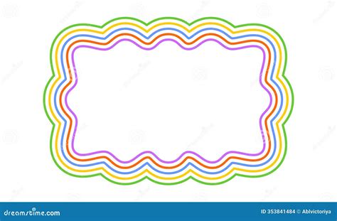 Colorful Rectangle Frame With Wavy Edges Geometric Shape With Undulated Borders Blank Text Box