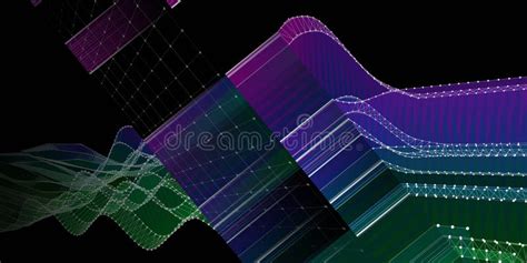 Abstract Background Graph Curved Grid And Blurred Lines Data On Black Big Data Technology Data