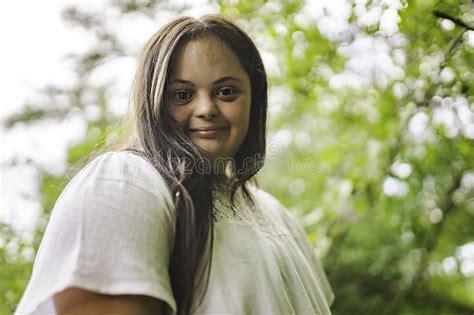 Portrait Of Trisomy Adult Outside Having Fun Stock Image Image Of March Adult 320083289