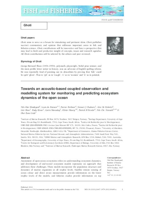 Pdf Towards An Acoustic Based Coupled Observation And Modelling System For Monitoring And