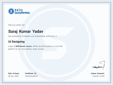 Suraj Kumar Yadav On Linkedin Successfully Completed Ui Designing Course From Skill Academia