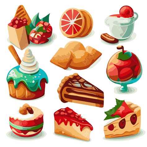 크리스마스 음식 벡터 스티커 클립 아트 다양한 종류의 디저트 아이콘 만화 상표 클립 아트 Png 일러스트 및 벡터 에 대한 무료 다운로드 Pngtree