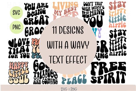 Groovy Wavy Text Svg Bundle Grafika Przez Happy Honey Svg · Creative