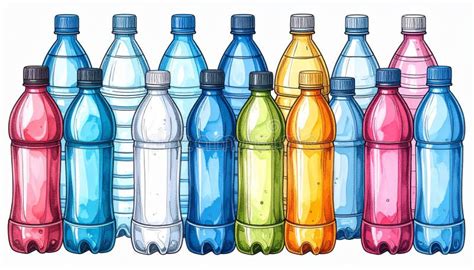 Assorted Colorful Plastic Bottles Collection Stock Illustration