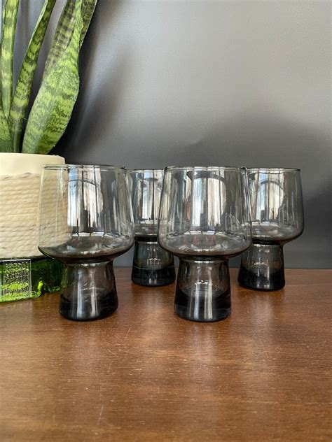 Vintage Black Smoked Stout Beer Glasses Sold In Sets Of 4 12 Ounce