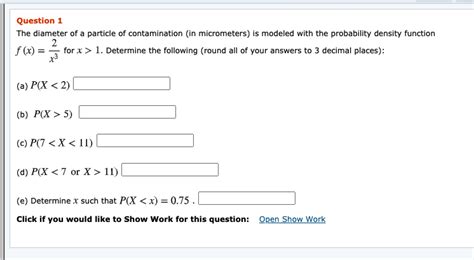 Solved Question The Diameter Of A Particle Of Chegg