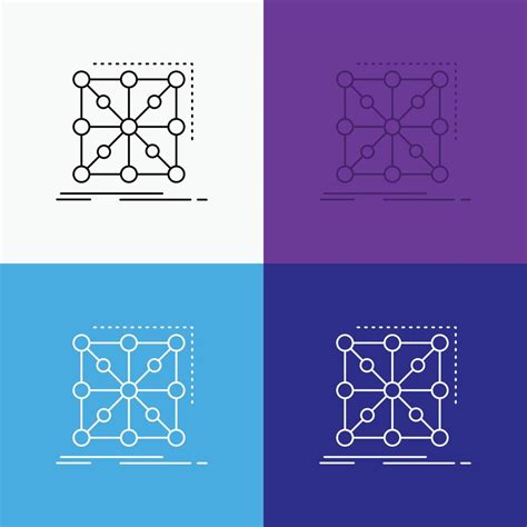 Data Framework App Cluster Complex Icon Over Various Background Line Style Design Designed