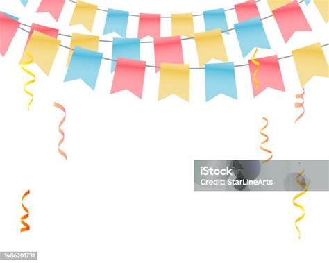 장식적인 파티 깃발 당신의 사건을 위한 배경은 스타일리시하게 축하합니다 공휴일에 대한 스톡 벡터 아트 및 기타 이미지 공휴일 기 기념일 Istock