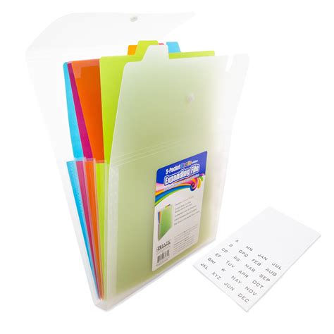 Bazic Expanding File Folder 5 Pockets W Tab Letter Size Plastic File