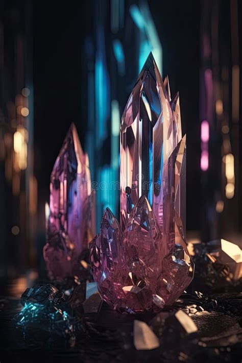 Shiny Iridescent Crystal Glass Prisms With Color Spectrum Rays Abstract