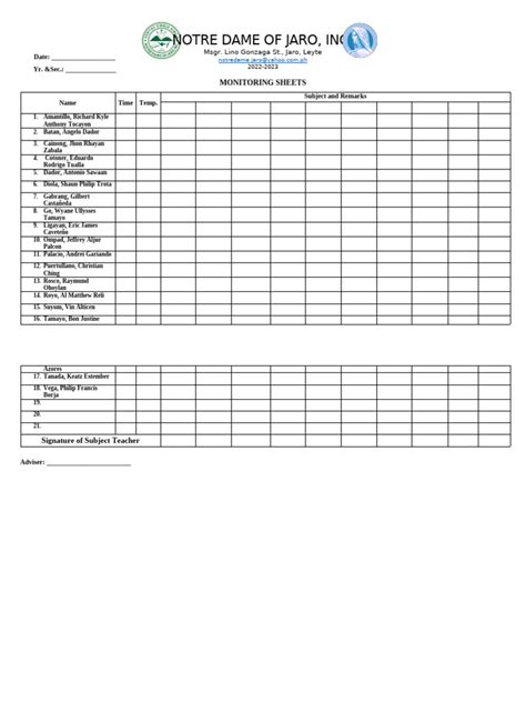 Class Monitoring Pdf