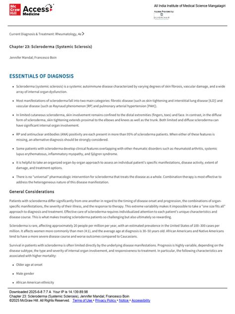 Scleroderma Diagnosis And Treatment Guide Pdf Human Diseases And