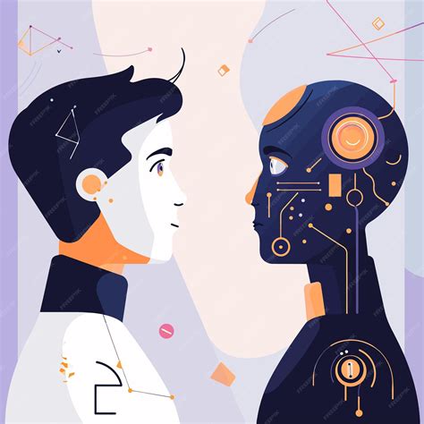 Premium Vector Collaboration Between Human And Ai Robot