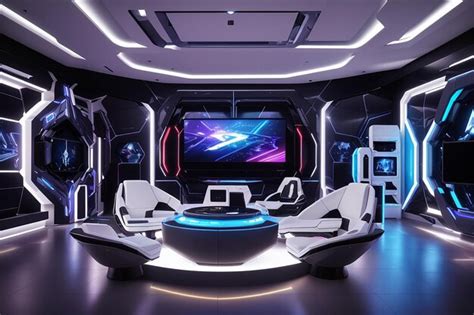 Premium Ai Image A Futuristic Gaming Oasis Captured In Highdefinition Splendor