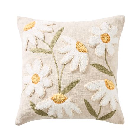 Priya Floral Natural Tufted Cushion Adairs