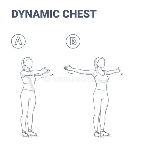 Dynamic Chest Exercise Step By Step Guide Black And White Illustration