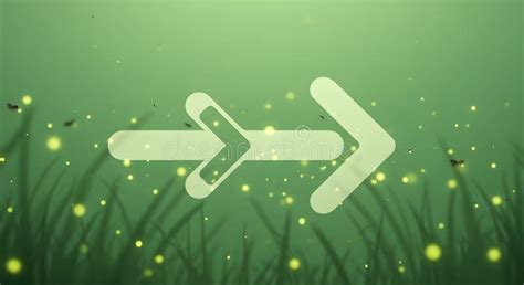 Directional Arrows Over A Green Background With Glowing Particles Suggesting Movement Or