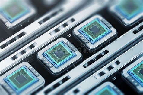 Top View Of Micro Chips On A Production Line Computer Engineering