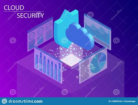Cloud Computing Security Concept 3d Isometric Vector Illustration Stock Vector Illustration