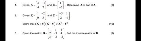 Solved 1 Given A 3417 And B 15 Determine AB And BA Chegg Com