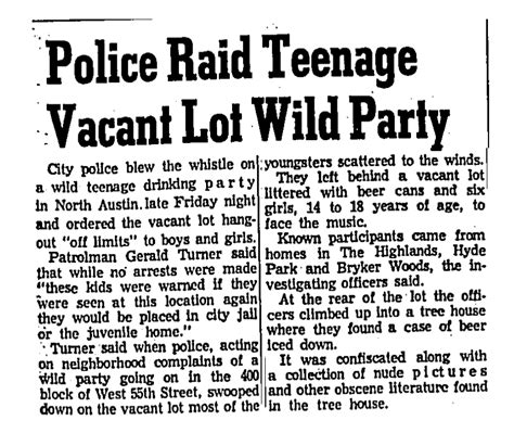 In 1963 Austins Rowdiest Teens Built A ‘sex Party Tree House In