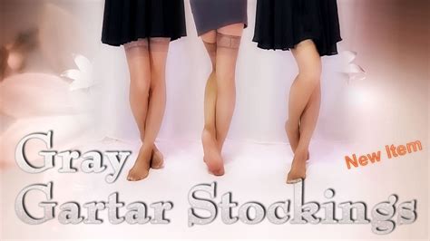 【new Item】グレーガーターストッキングと3色のミニスカート【stockings】 Youtube