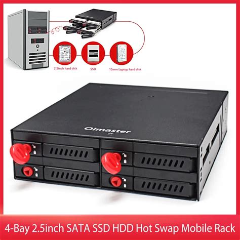 4 베이 25 인치 Sata Ssd Hdd 핫 스왑 모바일 랙 인클로저 하드 디스크 인클로저 랙 525 드라이브 베이용