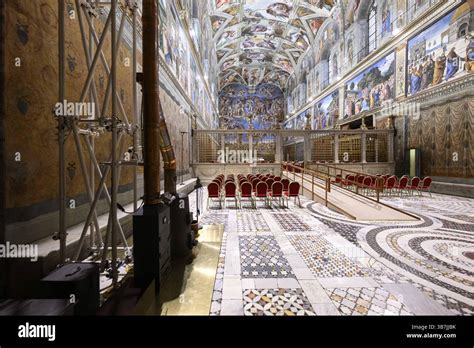 Non Exclusive A View Inside The Sistine Chapel On The Eve Of The Conclave In The Vatican