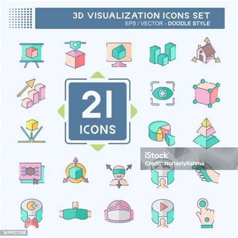 아이콘 세트 3d 시각화 3d 시각화 기호와 관련이 있습니다 낙서 스타일 심플한 디자인 편집 가능 간단한 그림 3차원 형태에 대한 스톡 벡터 아트 및 기타 이미지 Istock