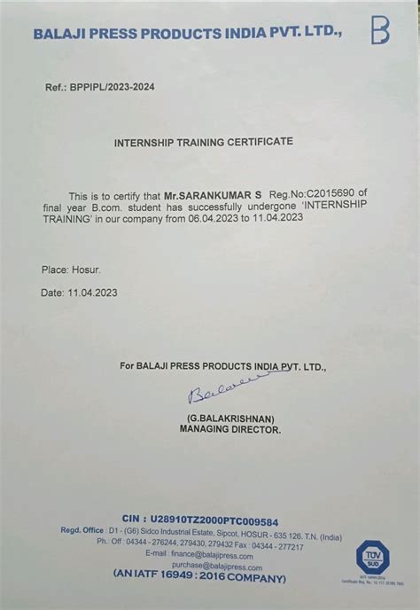 saran kumar s on linkedin internship interns experience