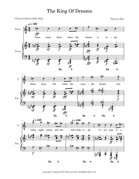 The King Of Dreams Sheet Music For Piano Tenor Piano Voice
