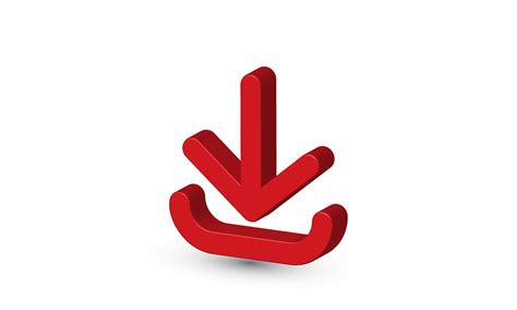 Illustration Realistic Modern Red Download Button Vector Symbol Icon 3d Creative Isolated On