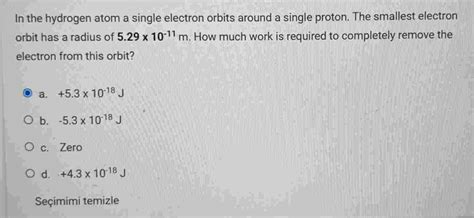 [solved] In The Hydrogen Atom A Single Electron Orbits Arou