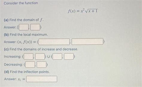 Solved Consider The Function F X X2x 1 A Find The Domain