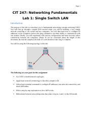 Networking Fundamentals Lab Building A Single Switch LAN With Course Hero