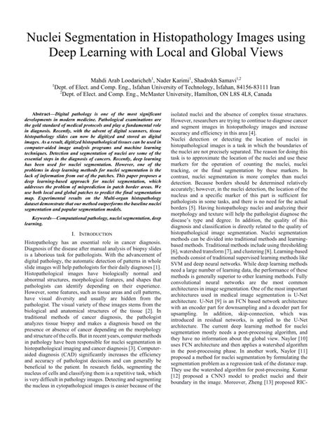 Pdf Nuclei Segmentation In Histopathology Images Using Deep Learning