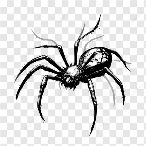 Detailed Black And White Spider Drawing Spider Spider Black White