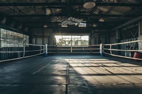 빈 링 권투 경기장 배경 프리미엄 사진
