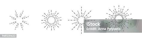 햇살 아이콘 버스트 아이콘 선버스트 벡터 아이콘 세트입니다 태양 광선 일출 햇빛 일몰 태양 광선 태양 광선 아이콘입니다 빈티지 버스트 레르토 버스트 디자인에 대한 스톡 벡터