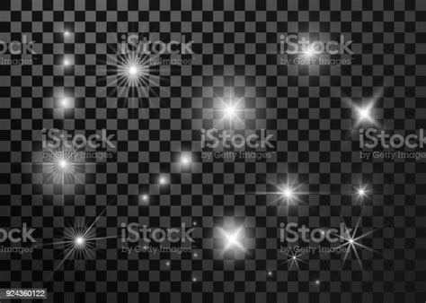 조명 신호탄 스타를 설정 합니다 투명 한 배경에 고립 벡터 일러스트 레이 션 광학 작용에 대한 스톡 벡터 아트 및 기타 이미지