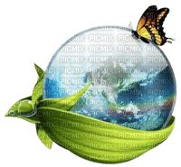 Frutiger Aero Earth Planet Butterfly Leaf Grass Plant Free