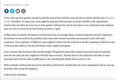 Here S The Remarkably Sexist Letter To The Editor The Dispatch Ran And Then Removed
