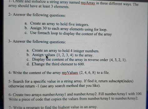 Solved 1 Create And Initialize A String Array Named Myarray