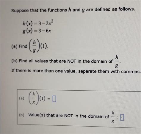Solved Suppose That The Functions H And G Are Defined As