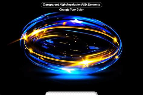 Premium Psd Glow Effect Ribbon Flare Abstract Rotational Border Lines Power Energy