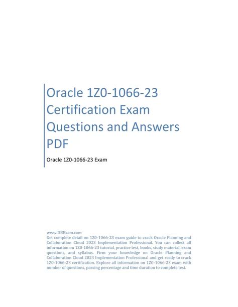 Ppt Oracle 1z0 1066 23 Certification Exam Questions And Answers Pdf Powerpoint Presentation