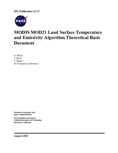 Pdf Moderate Resolution Imaging Spectroradiometer Modis Mod21 Land